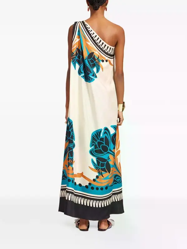 La DoubleJ Roy Floral One-shoulder Maxi Dress - Neutrals