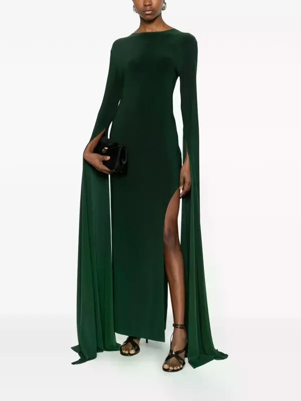 Norma Kamali Side-slit Long-sleeve Maxi Dress