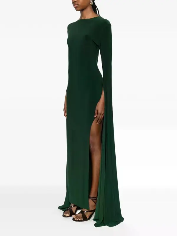 Norma Kamali Side-slit Long-sleeve Maxi Dress