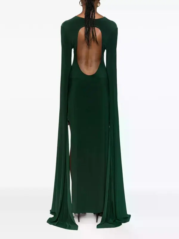 Norma Kamali Side-slit Long-sleeve Maxi Dress