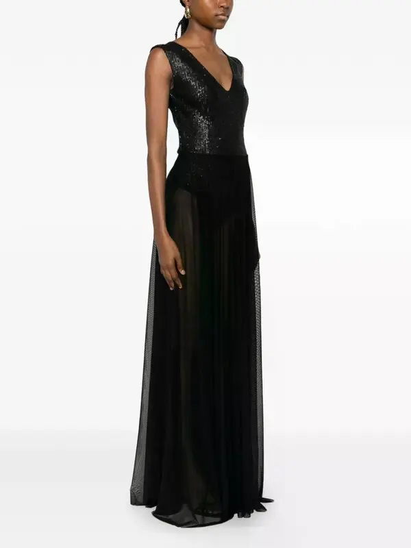 Norma Kamali Sequin-embellished V-neck Maxi Dress