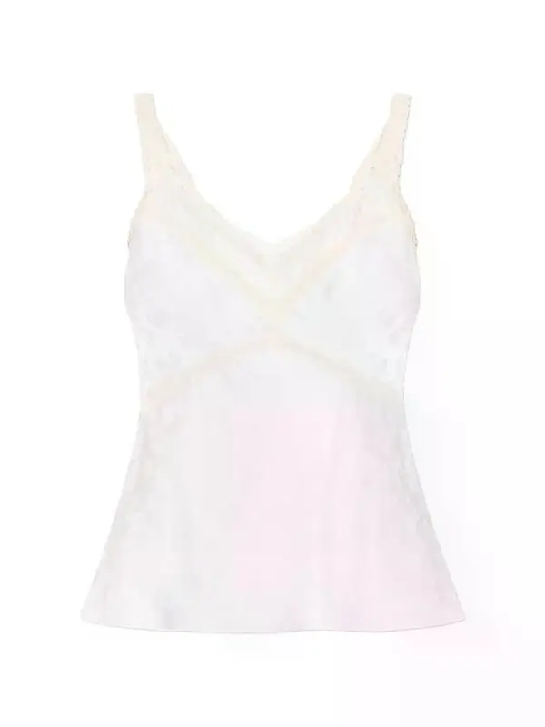 LoveShackFancy Lirena Lace Trim Floral Blouse - Neutrals