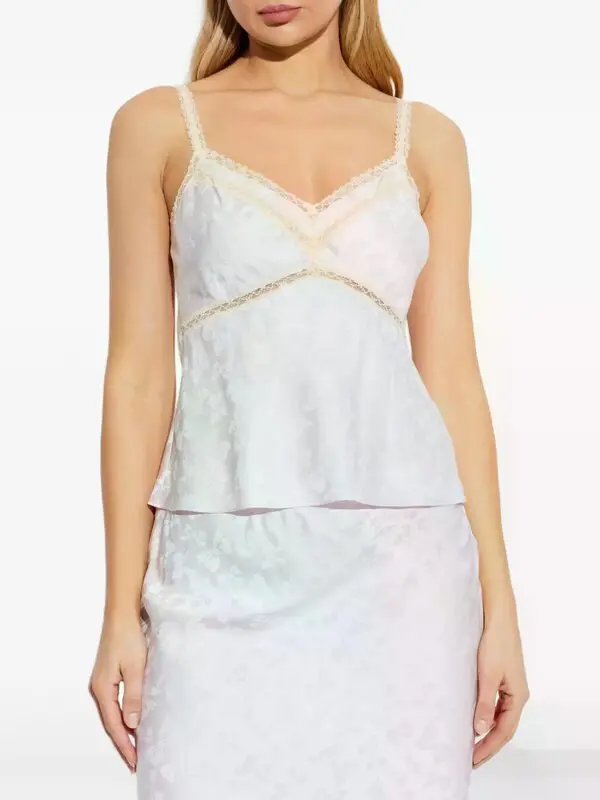 LoveShackFancy Lirena Lace Trim Floral Blouse - Neutrals
