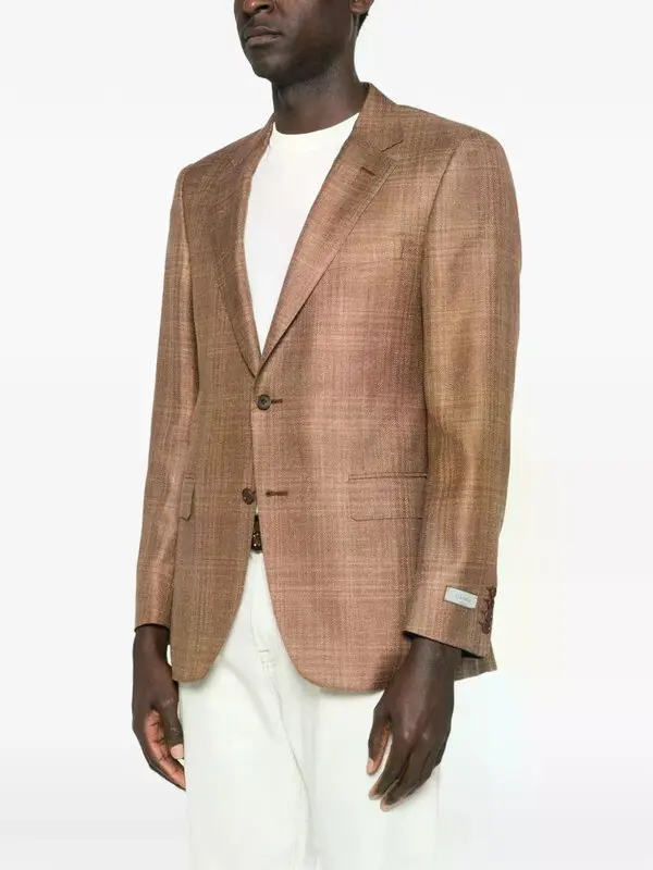Canali Checked Single-breasted Jacket - Brown