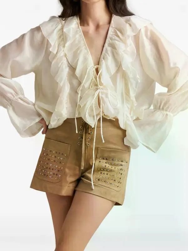 Pho Firenze Stud-embellished Lace-up Shorts