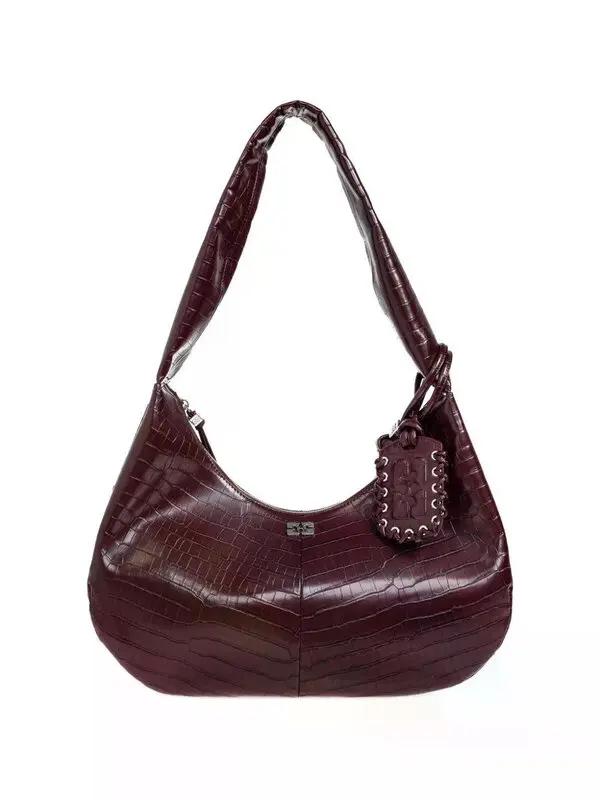 GANNI Embossed Tag Shoulder Bag - Brown