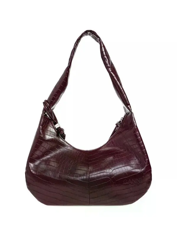 GANNI Embossed Tag Shoulder Bag - Brown