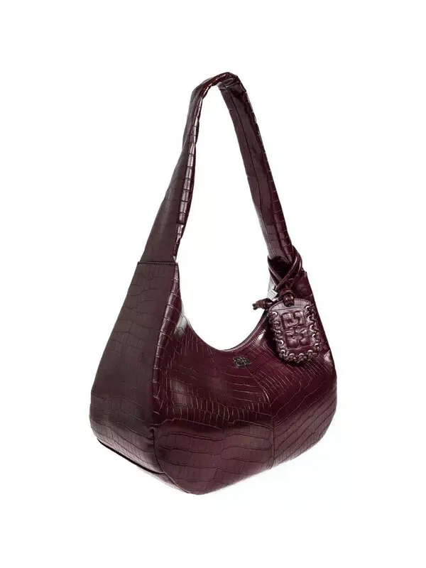 GANNI Embossed Tag Shoulder Bag - Brown