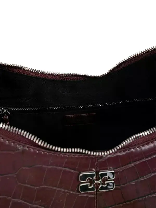 GANNI Embossed Tag Shoulder Bag - Brown