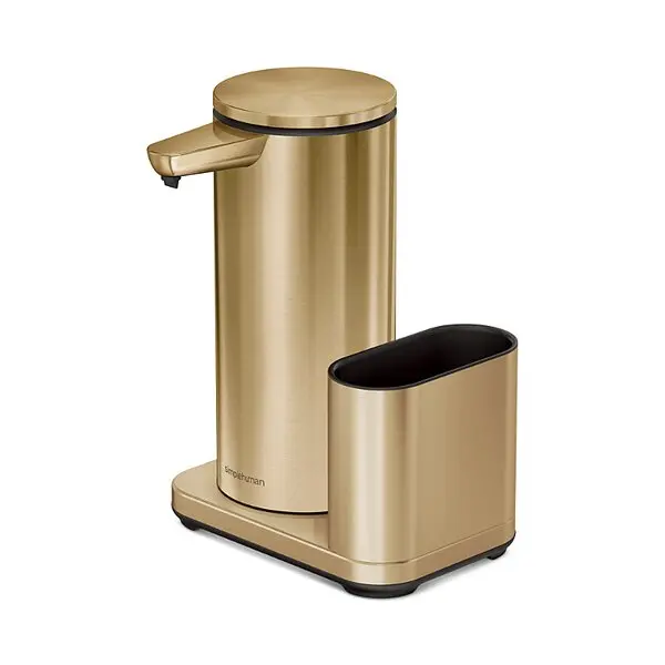 SIMPLEHUMAN 14 Oz Sensor Soap Pump With Caddy - Brass