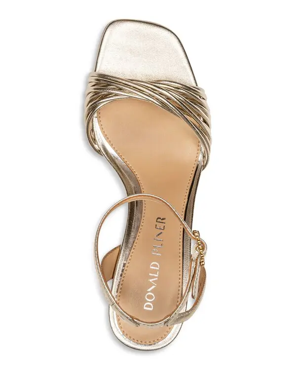 DONALD PLINER Leather Dress Sandals - Platinum