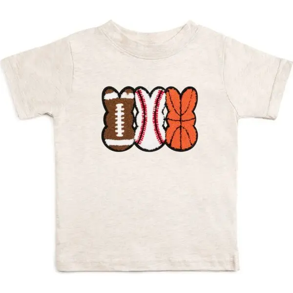 SWEET WINK Sports Peeps Patch Easter Short Sleeve T-shirt - Natural Heather
