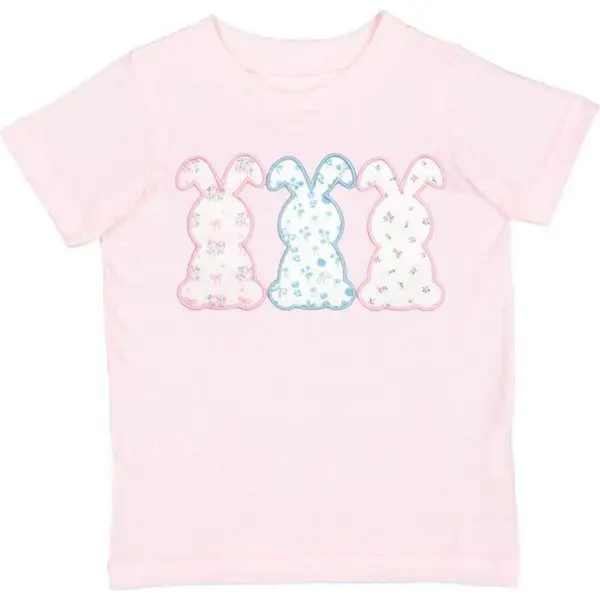 SWEET WINK Floral Bunny Patch Short Sleeve T-shirt - Ballet Pink