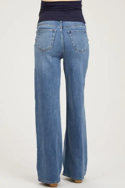 PINKBLUSH Wide Leg Maternity Jeans - Blue