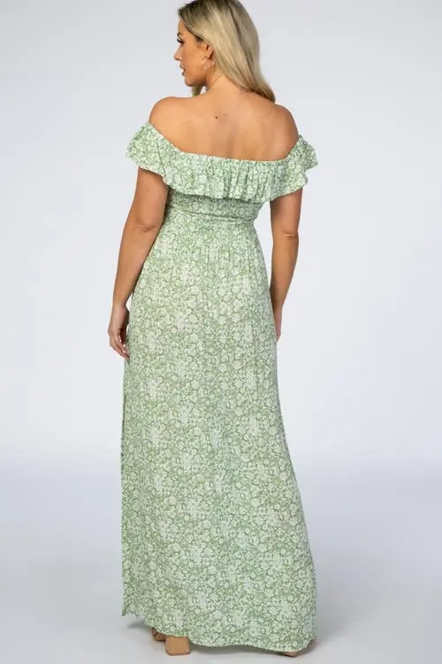 PINKBLUSH Floral Ruffle Off Shoulder Maxi Dress