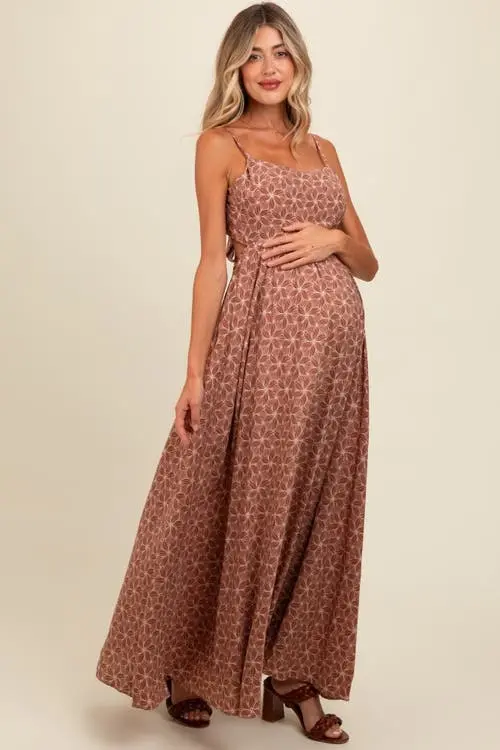 PINKBLUSH Floral Cutout Tie Back Maxi Dress