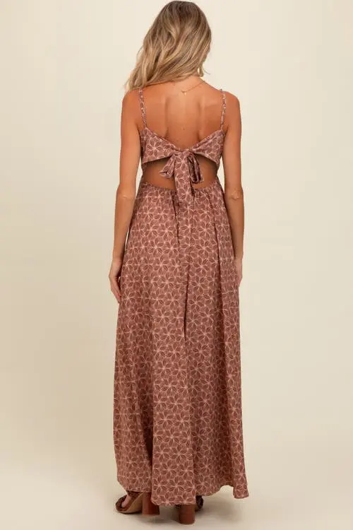 PINKBLUSH Floral Cutout Tie Back Maxi Dress