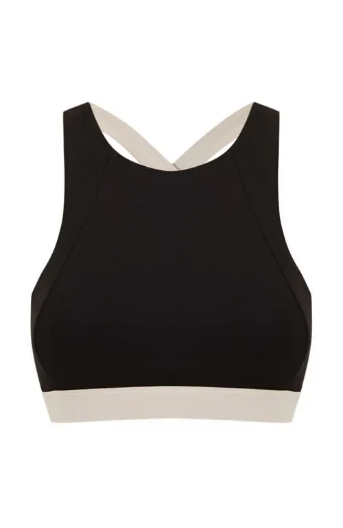 BORN LIVING YOGA Fiorella High Support Performance Sport Top - Black/stone