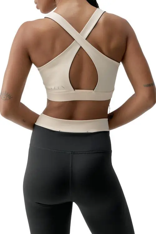 BORN LIVING YOGA Fiorella High Support Performance Sport Top - Black/stone