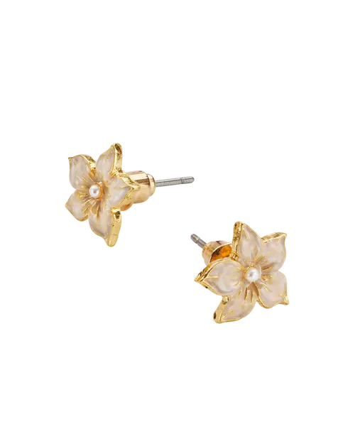 FABLE ENGLAND Jasmine & Pearl Stud Earrings
