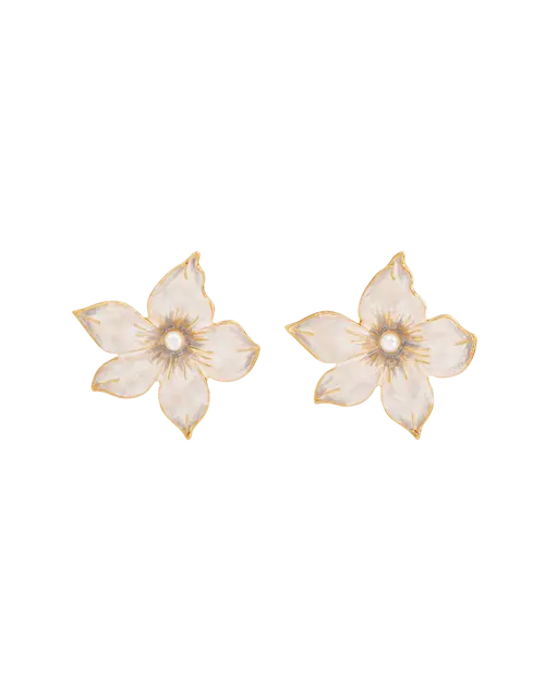 FABLE ENGLAND Jasmine & Pearl Oversized Stud Earrings - Gold