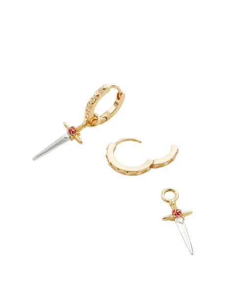 FABLE ENGLAND Rose & Dagger Huggie Earrings