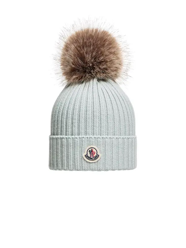 Moncler Ribbed Beanie With Logo - Multicolour