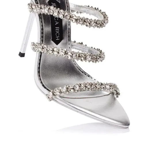 JESSICA RICH Diamond Embellished Stiletto Sandals - Silver