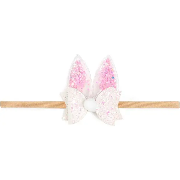 SWEET WINK Shaker Easter Bunny Ear Bow Headband - Pink