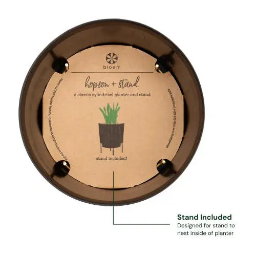 BLOEM 6 Inch Hopson Round Planter With Gold Metal Stand