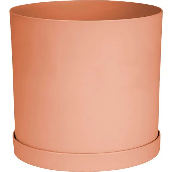 BLOEM Mathers 13.1w X 11.7h Inch Round Gardening Planter With Saucer Tray - Orange