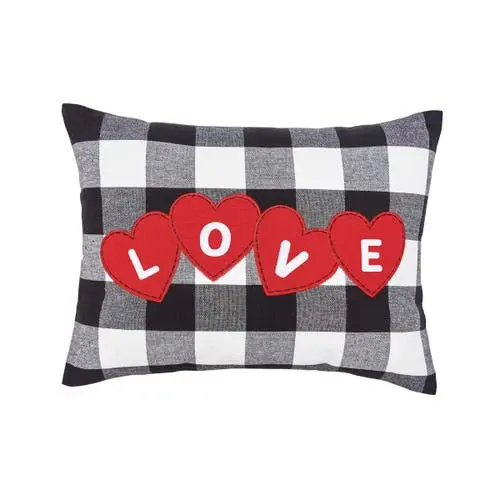 C&F HOME Love" Hearts Franklin Mini Valentine's Day Accent Pillow 12" X 16 - Black