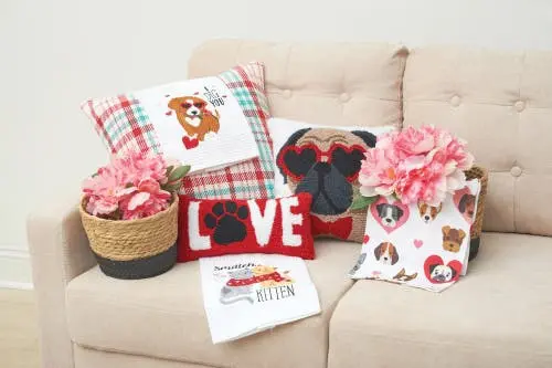 C&F HOME Love" Pawprint Small Petite Mini Hooked Accent Pillow 6" X 12