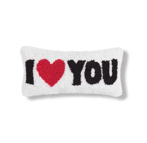 C&F HOME I Heart You" Mini Hooked Valentine's Day Accent Pillow 6" X 12" - White