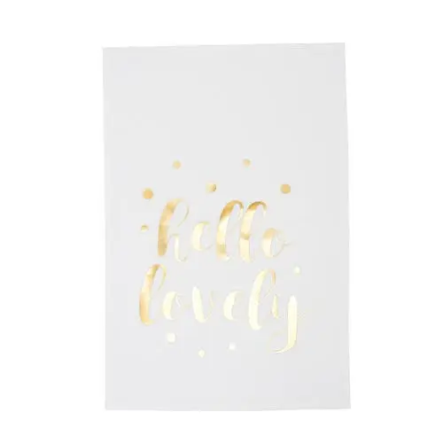 C&F HOME Gold Glamourous Glam "hello Lovely" Printed Valentine's Day Dishtowel - White