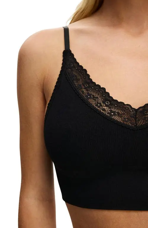 Cotton:on Seamless Longline Lace Trim Bralette - Black