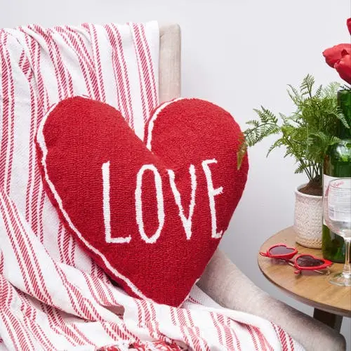C&F HOME Love" Heart Shaped Hooked Valentine's Day Accent Throw Pillow 18