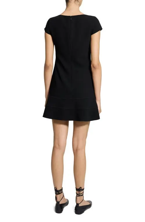 Theory Bateau Neck Tiered Mini Dress - Black
