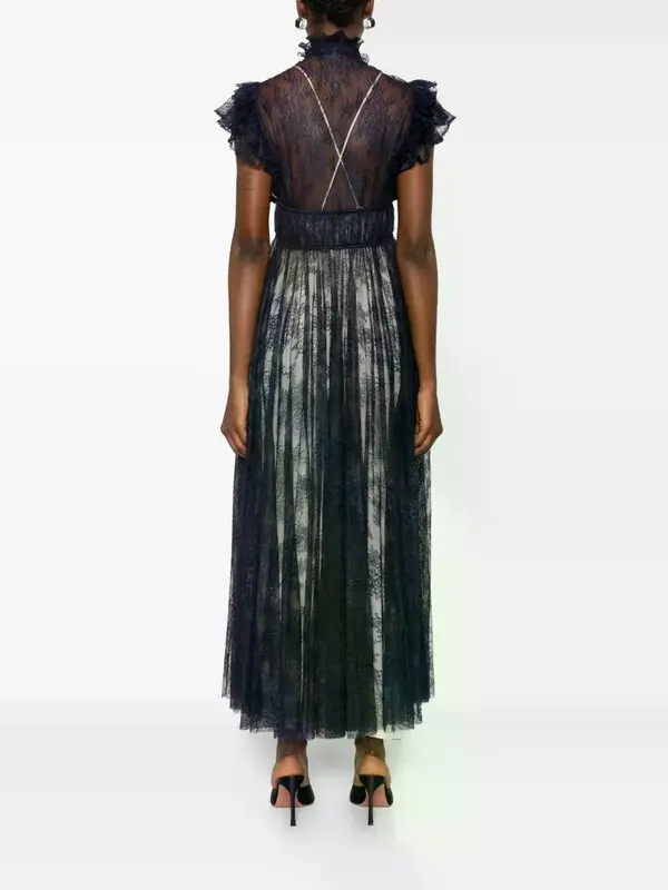 Alberta Ferretti Lace-detailed Midi Dress - Blue