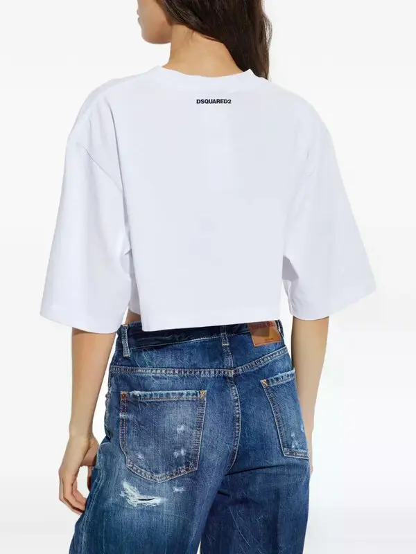 Dsquared2 Iconique Cropped Cotton T-shirt