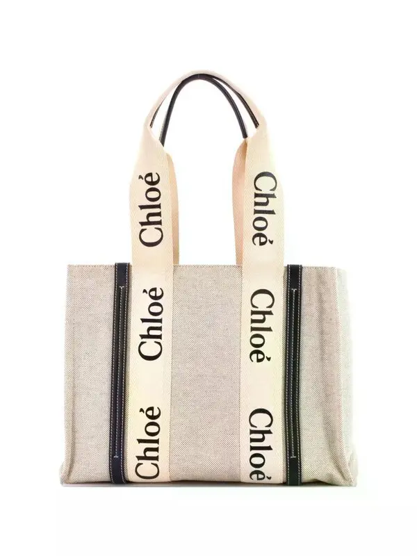 Chloé Woody Canvas Medium Tote Bag - Neutrals