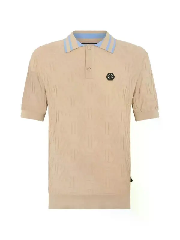 Philipp Plein Knitted Polo T-shirt Jacquard Monogram - Neutrals