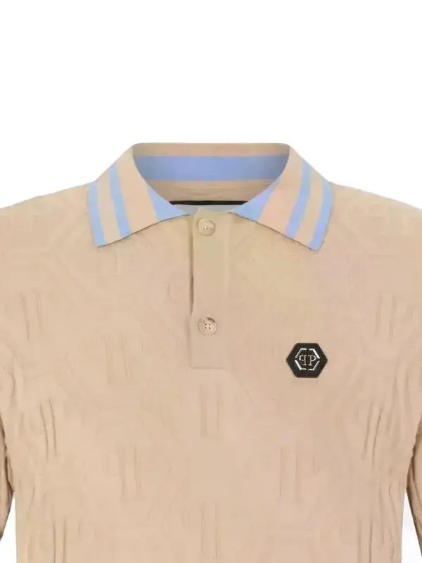 Philipp Plein Knitted Polo T-shirt Jacquard Monogram - Neutrals