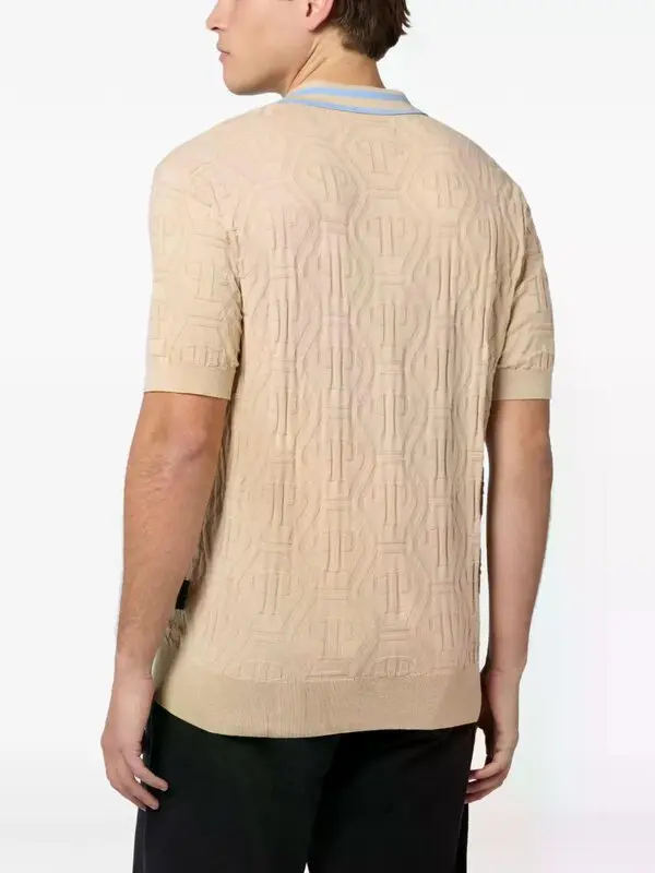 Philipp Plein Knitted Polo T-shirt Jacquard Monogram - Neutrals