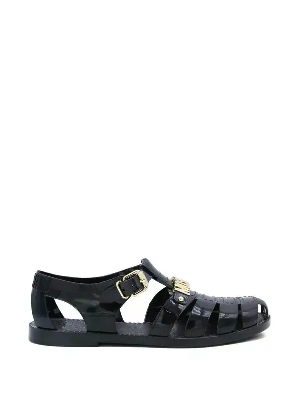 Moschino Logo Buckle Sandals - Black