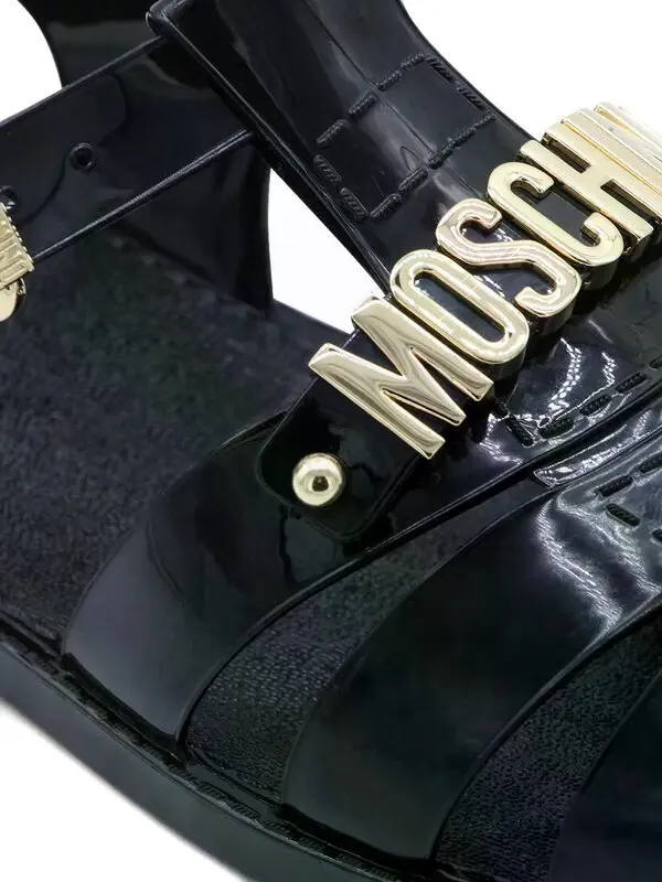 Moschino Logo Buckle Sandals - Black