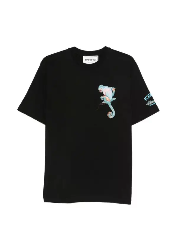 Iceberg Monkey-embroidered T-shirt - Black