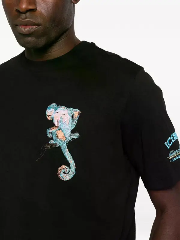 Iceberg Monkey-embroidered T-shirt - Black
