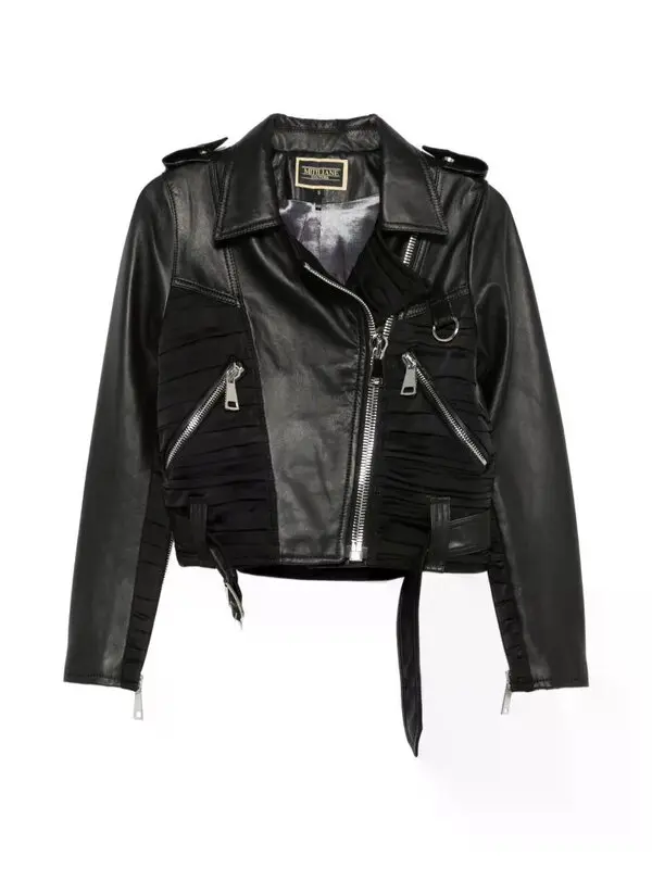 MITILIANE COUTURE Draped Leather Biker Jacket