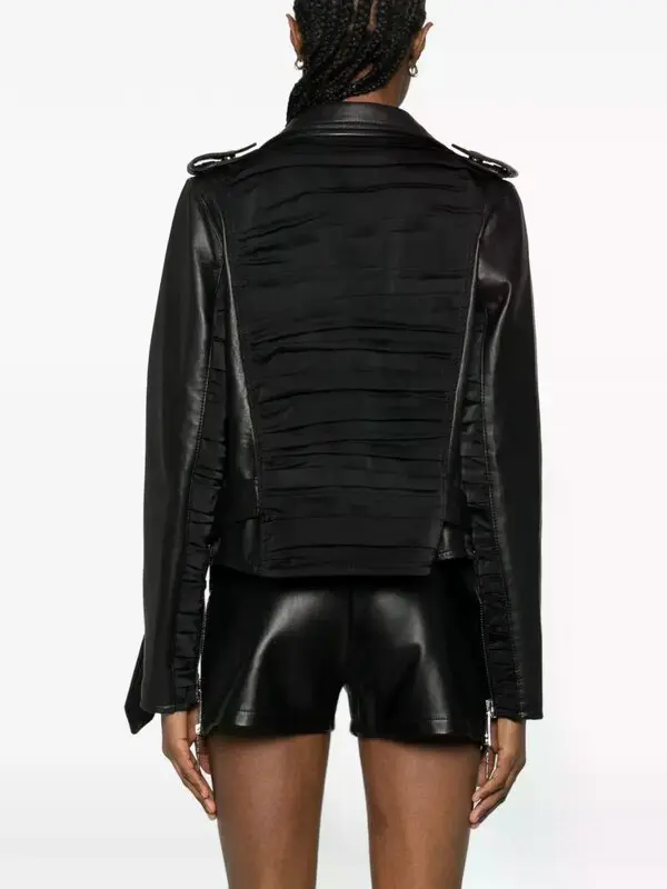 MITILIANE COUTURE Draped Leather Biker Jacket